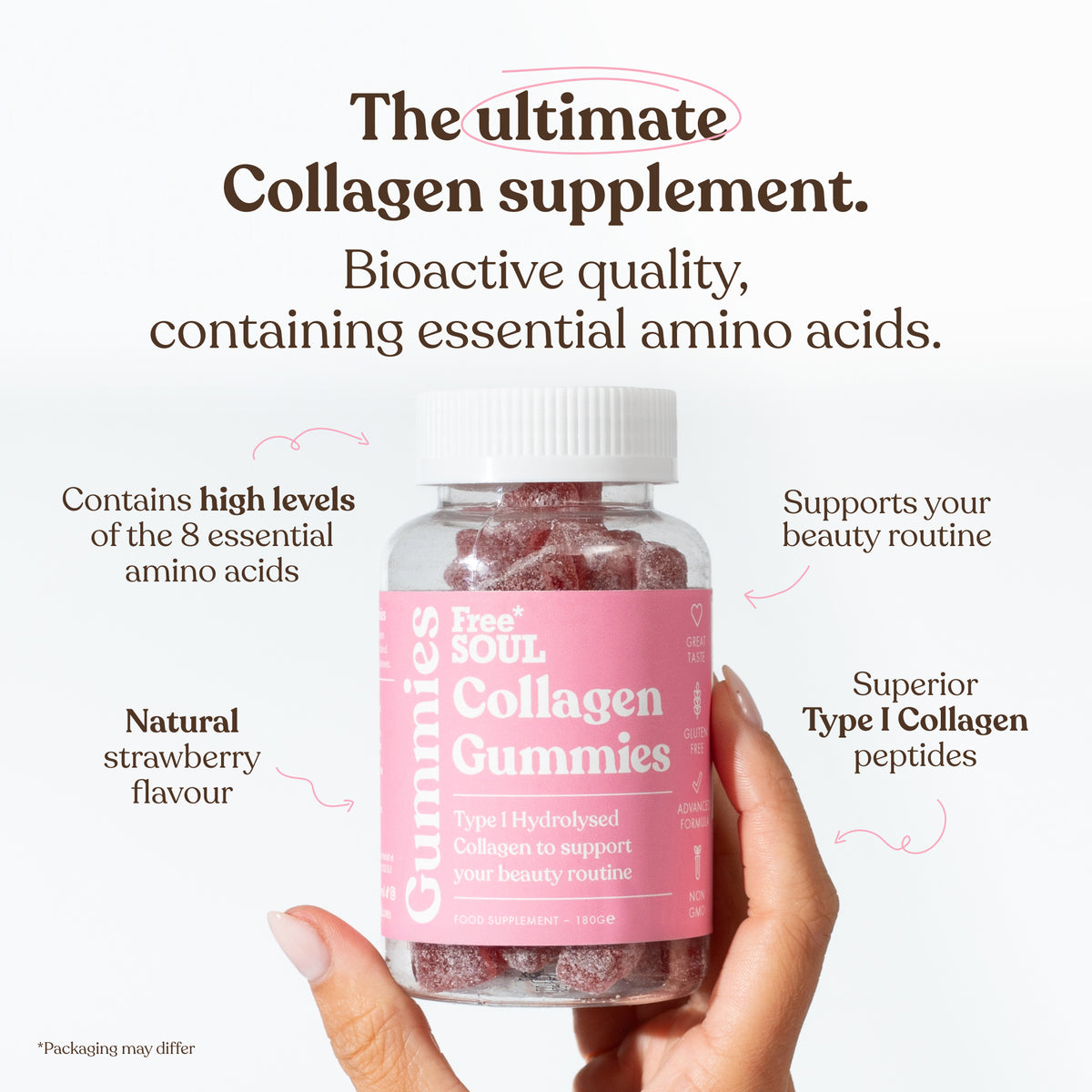 Free Soul Collagen Gummies | Strawberry Beauty Support