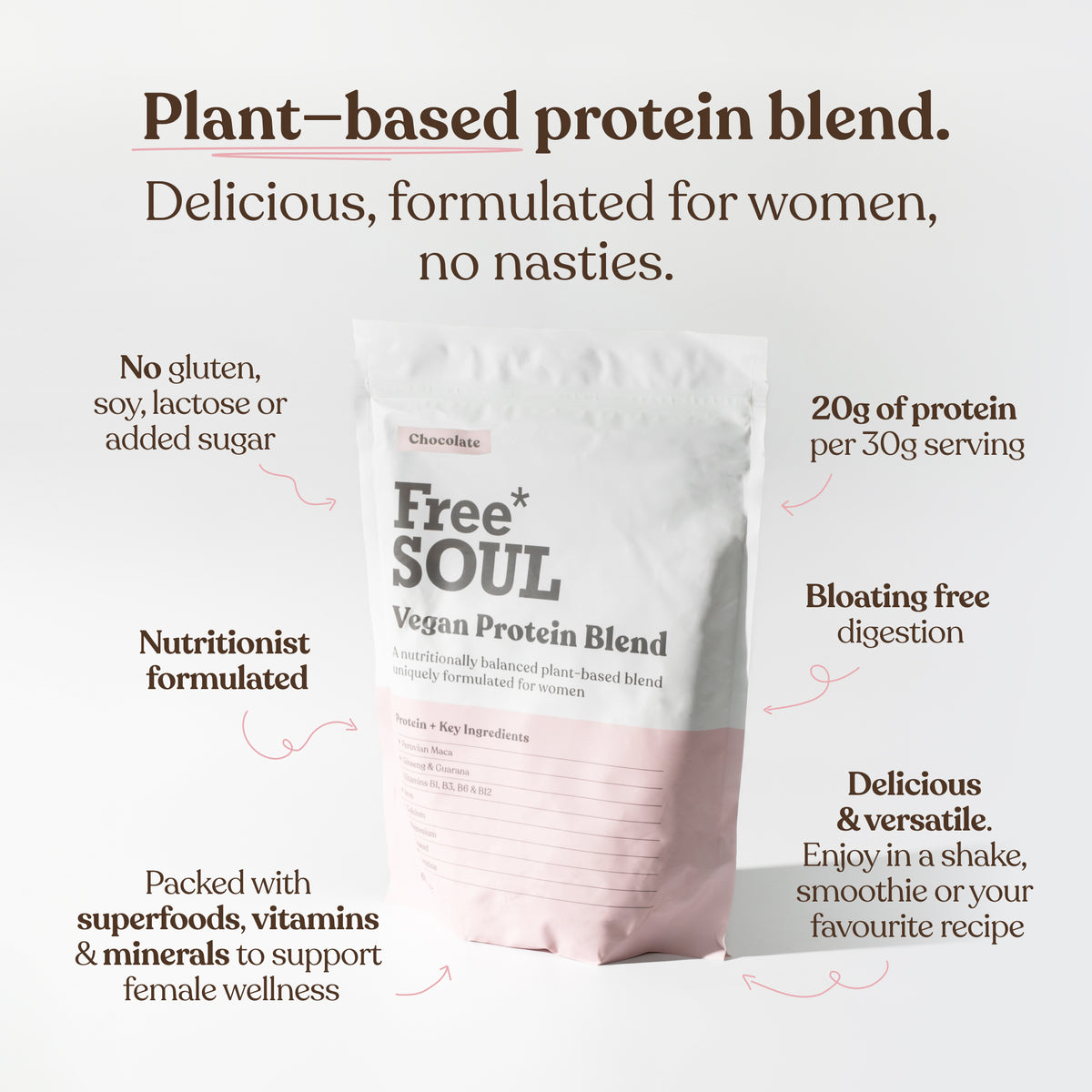 Plant-Based Vegan Protein Powder For Women | Free Soul